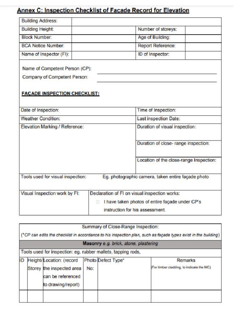 Facade and Cladding Quality Inspection Sheet | PDF