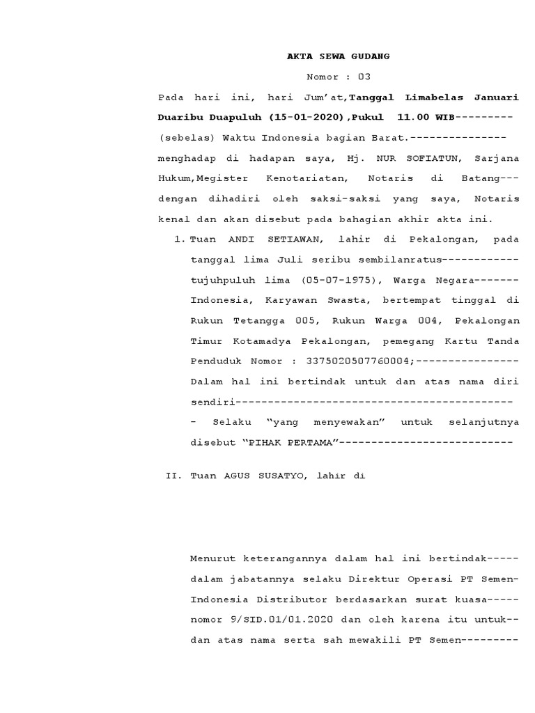 Sewa Menyewa JNT | PDF