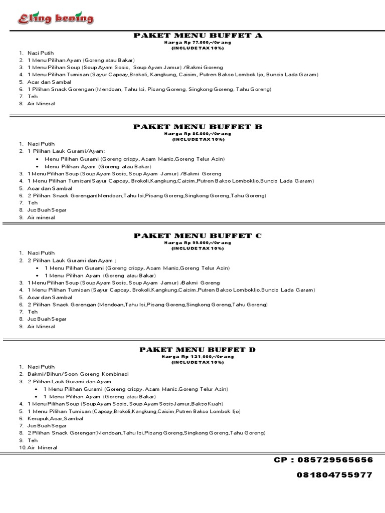 09.paket Buffet Eling Bening | PDF