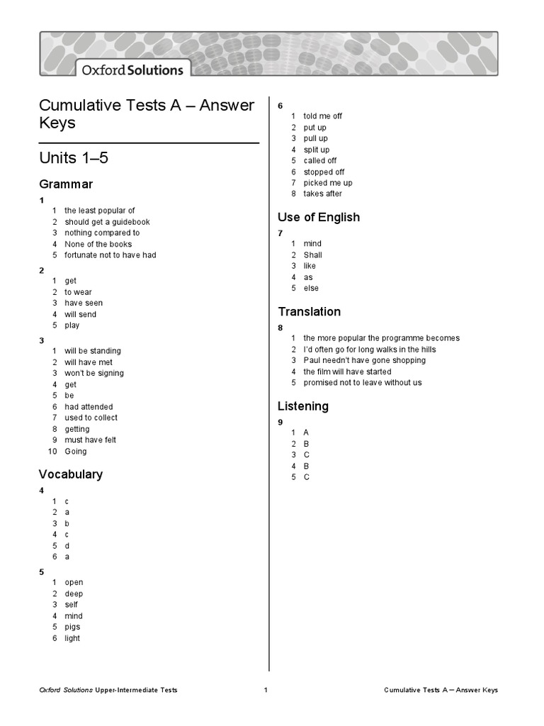 Cumulative Test Answer Key A | PDF | Workweek And Weekend