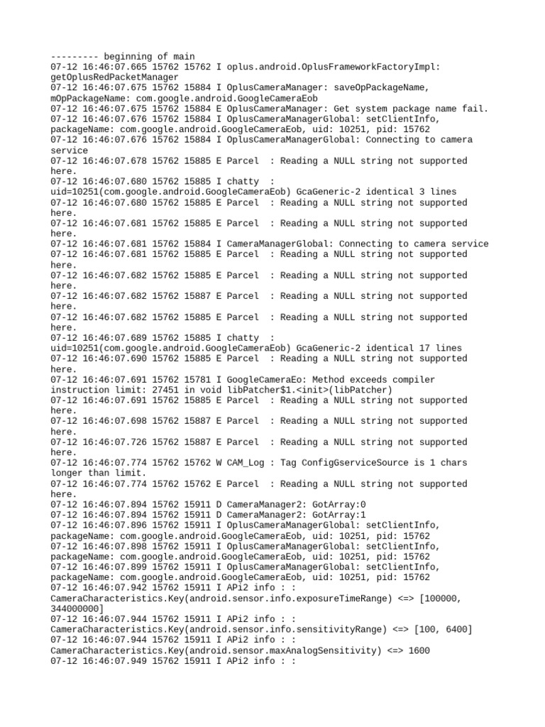 Camera Log File Analysis | PDF | Computer Architecture | Computer Science