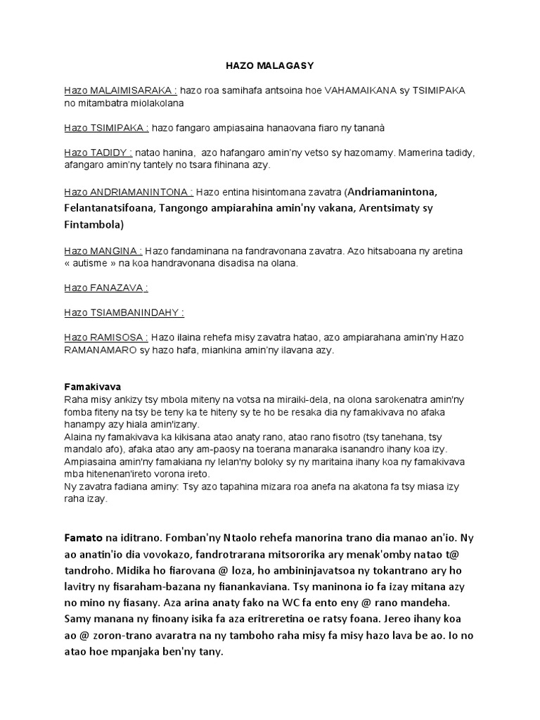 Hazo Malagasy | PDF