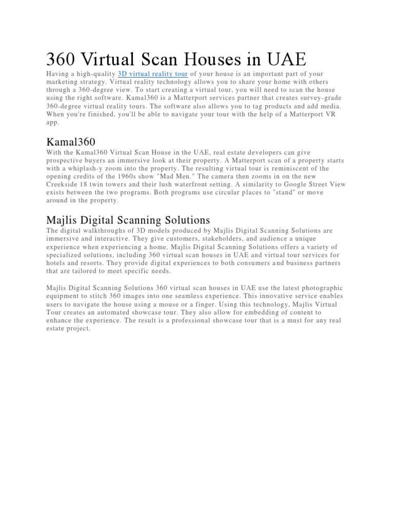 360 Virtual Scan Houses in UAE | PDF