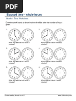 Grade 1 Telling Time Whole Hours e PDF | PDF