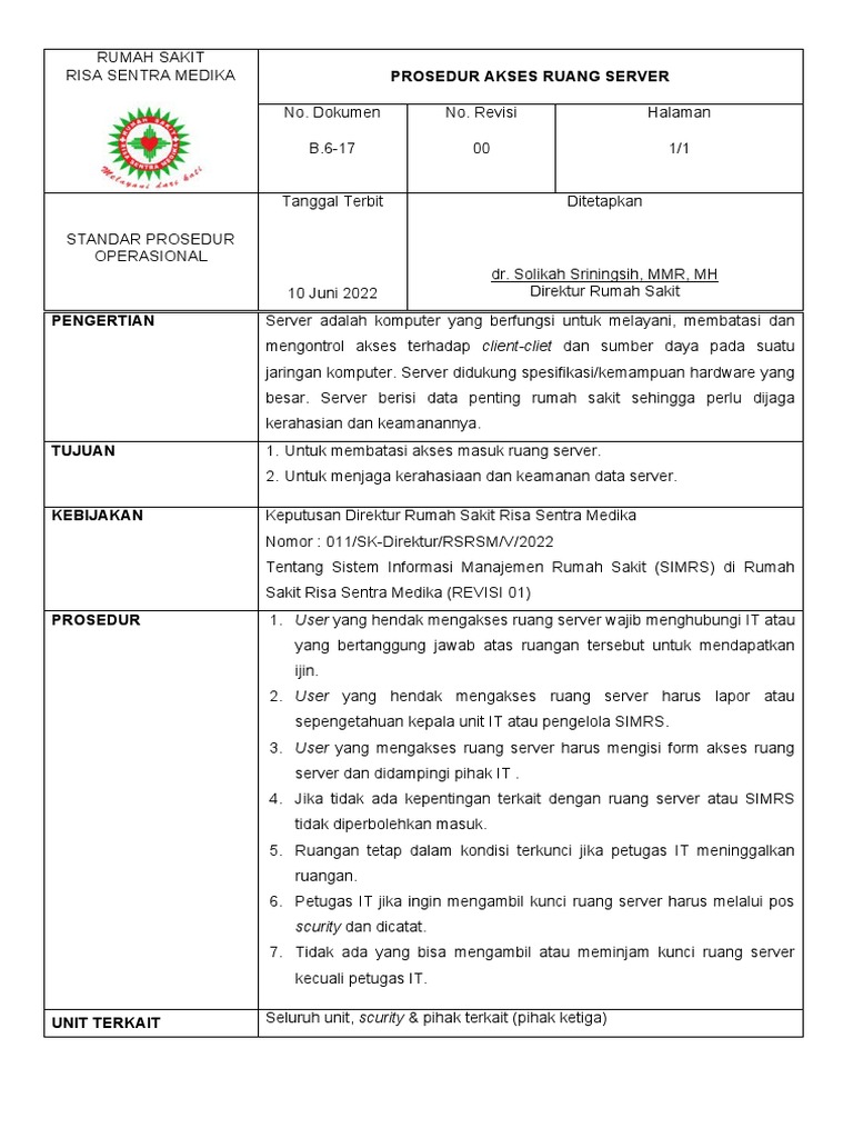 17 Prosedur Akses Ruang Server | PDF