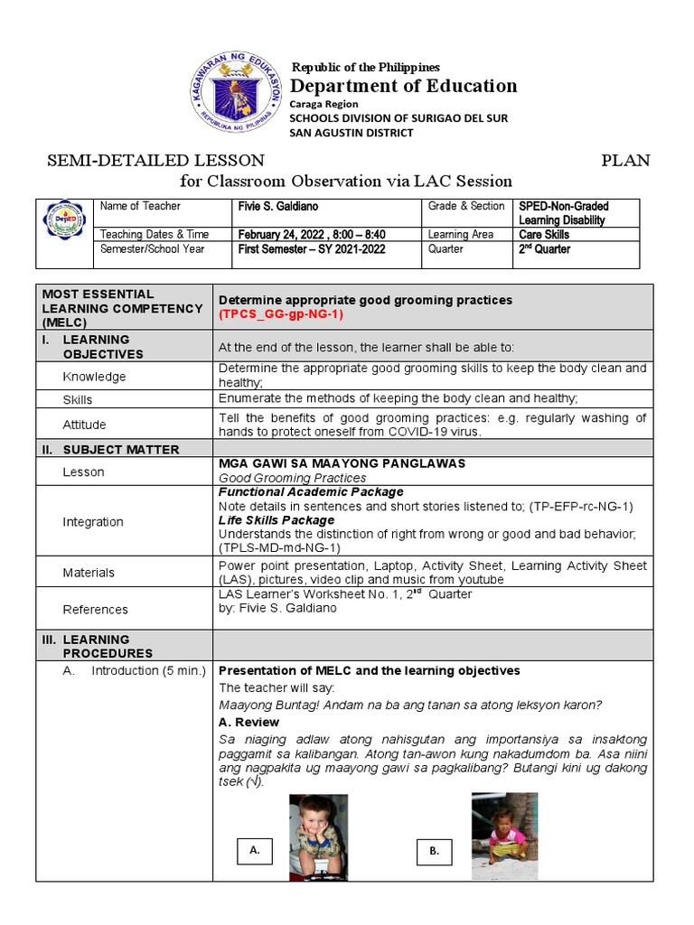 SPED Lesson PLan Classroom Observation 1 | PDF | Learning | Teachers
