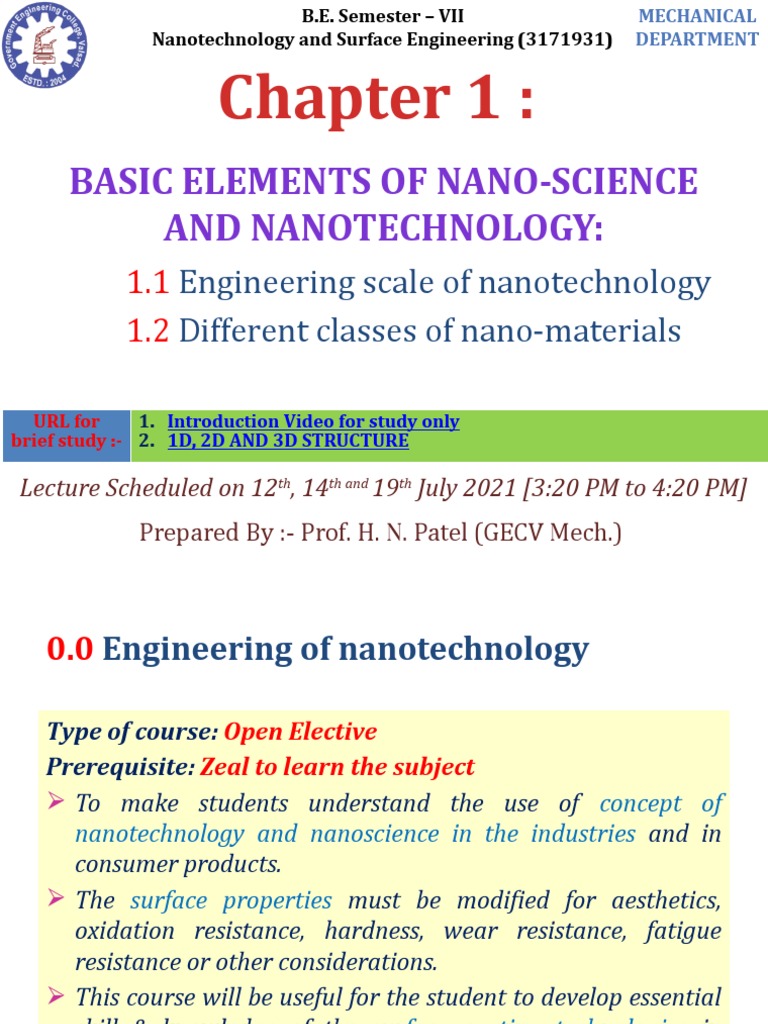 Chapter 1.1 Basic Elements of Nano-Science and Nanotechnology | PDF ...
