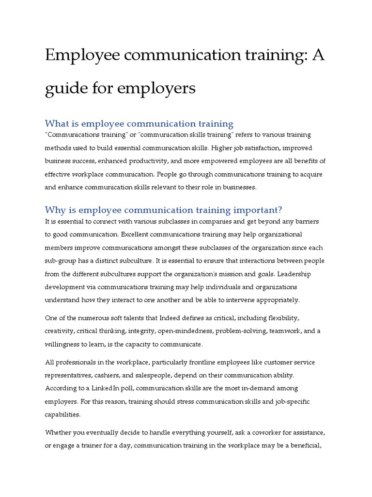 Employee Communication Training | PDF | Communication | Nonverbal ...