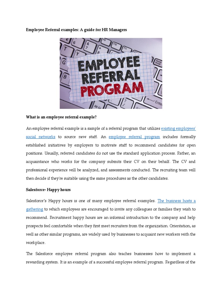 Employee Referral Examples - Shannon | PDF | Recruitment | Employment