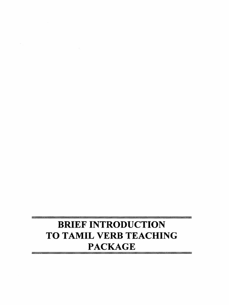 Tamil Verb Teaching Package Overview | PDF | Grammatical Gender ...