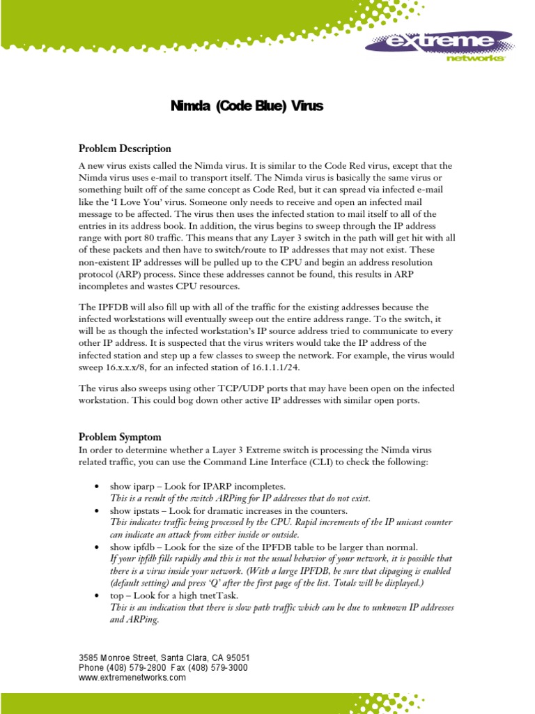 Nimda (Code Blue) Virus: Problem Description | PDF | Port (Computer ...