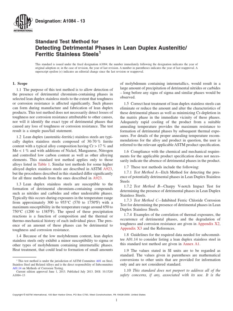 ASTM A 1084 2013 Cancelada | PDF | Stainless Steel | Corrosion