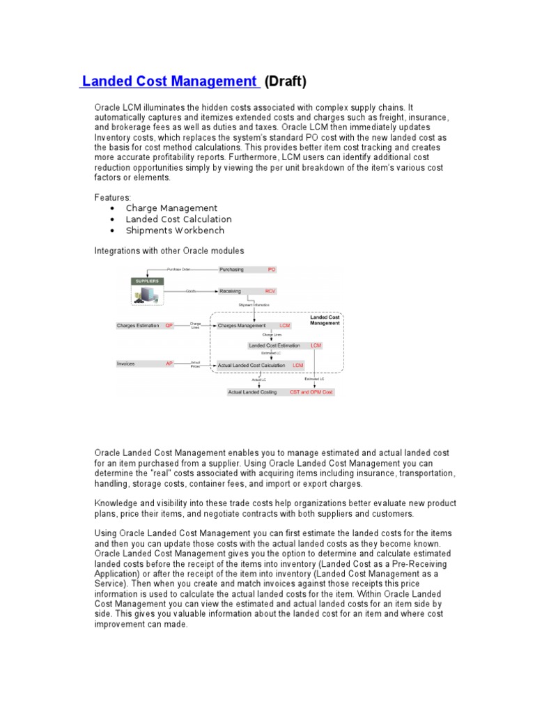 Landed Cost Management Overview | PDF | Cost Accounting | Cost