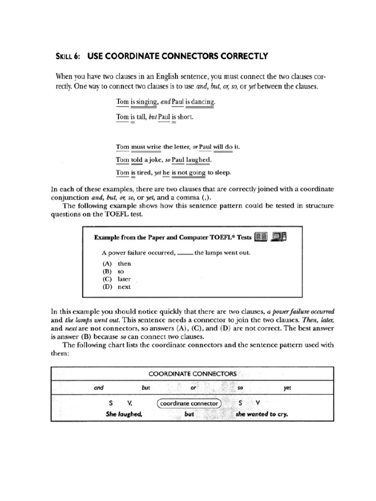 Skill 6 Use Coordinate Connectors Correctly | PDF