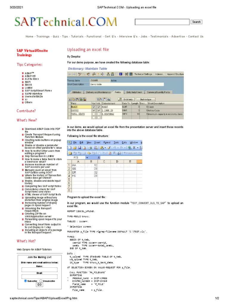 SAPTechnical.COM - Uploading an excel file | PDF | Microsoft Excel ...