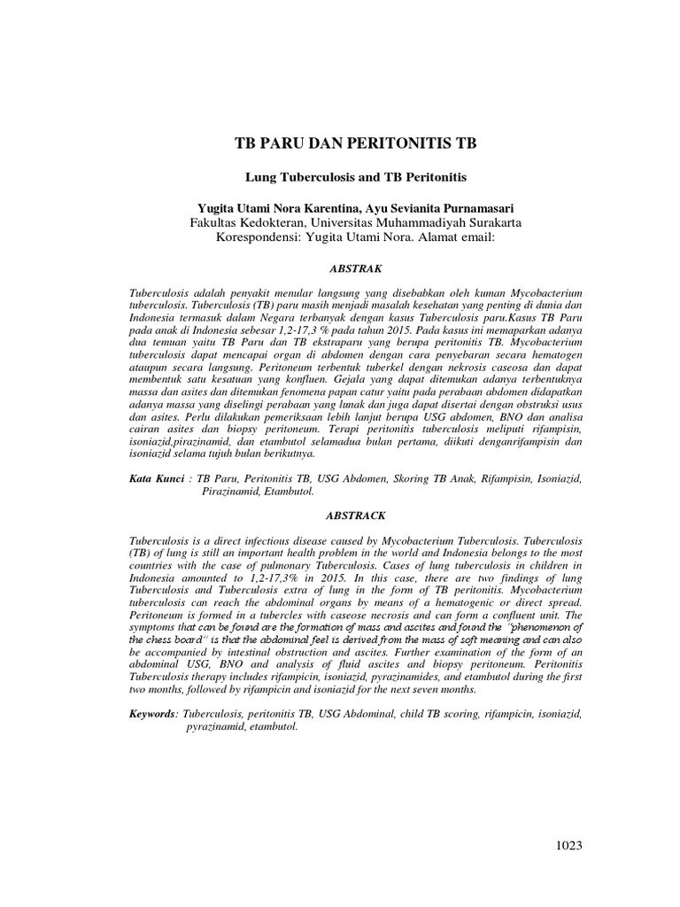 TB Paru dan Peritonitis TB: Diagnosis dan Terapi | PDF
