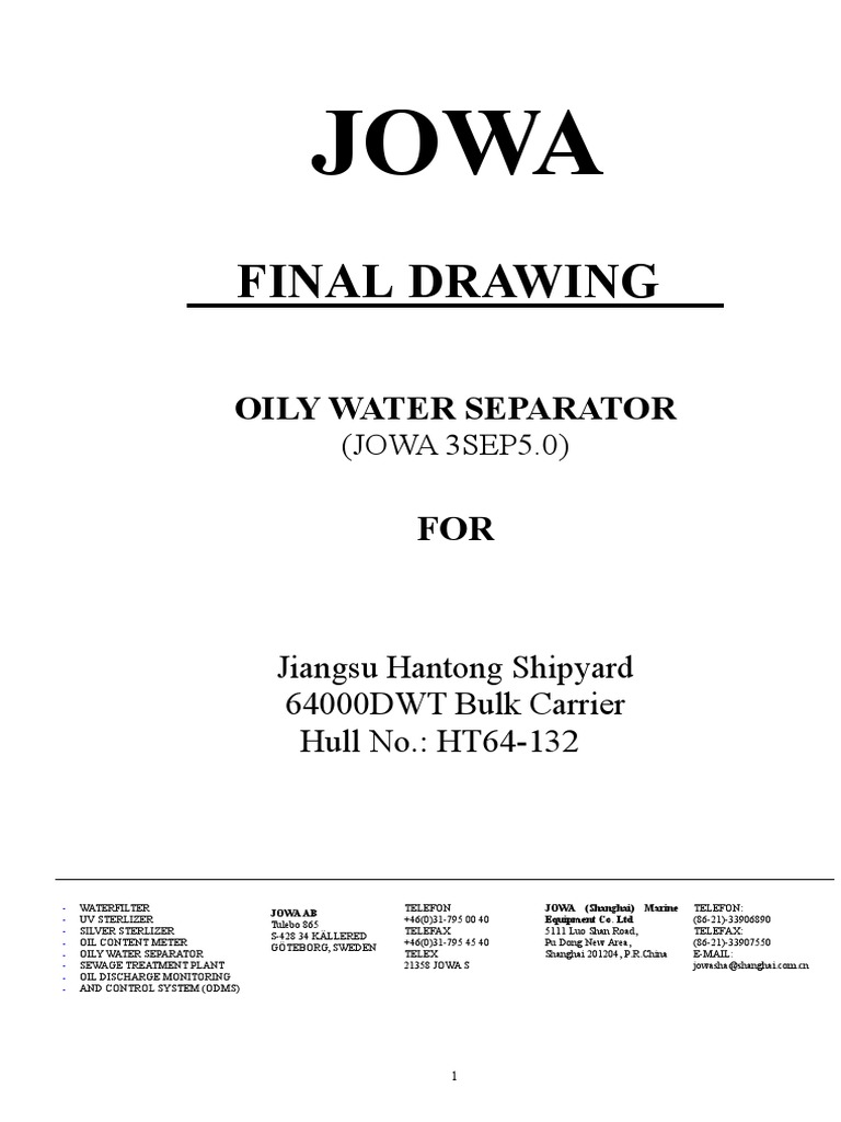 HT64-132 OWS Final Drawings150525 | PDF | Valve | Pump