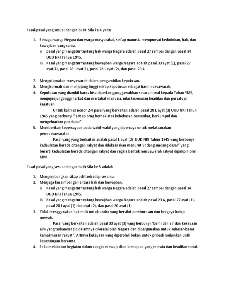 Pancasila Kelompok Pasal-Pasal | PDF