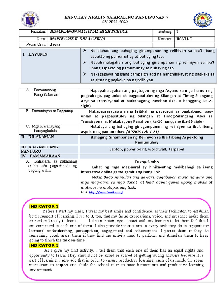 COT 1 - All Indicators F | PDF