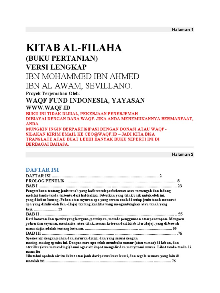 Kitab Al-Filaha: Panduan Pertanian Lengkap | PDF