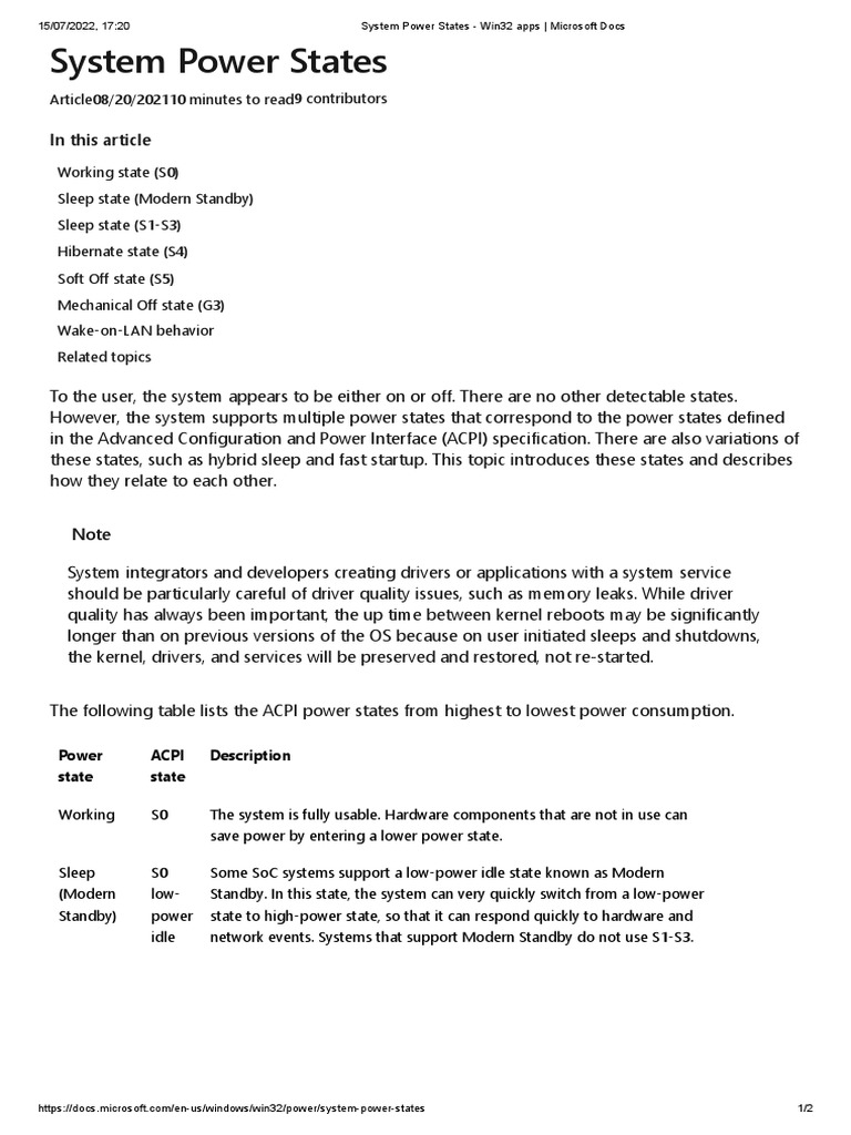 System Power States | PDF | Operating System Families | Computing