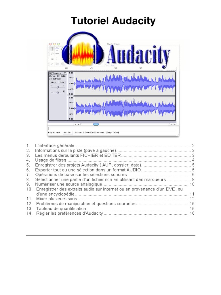 Audacity Tutoriel: Une introduction au logiciel d'enregistrement et de montage audio Audacity | PDF