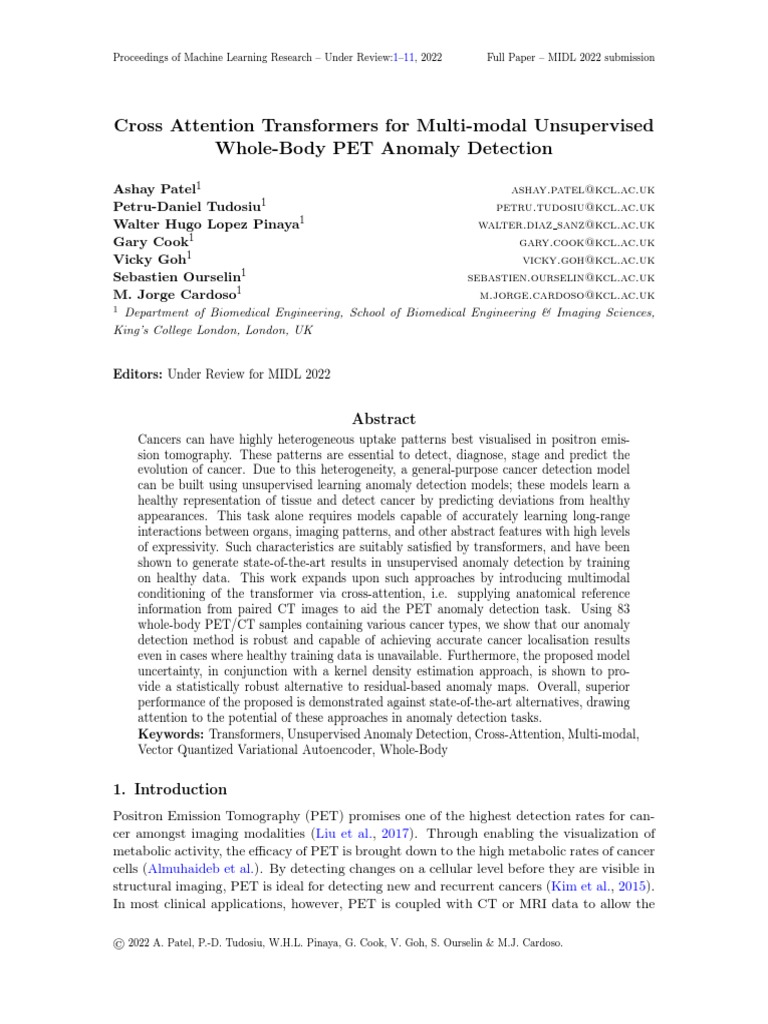 Cross Attention Transformers F | PDF | Positron Emission Tomography ...