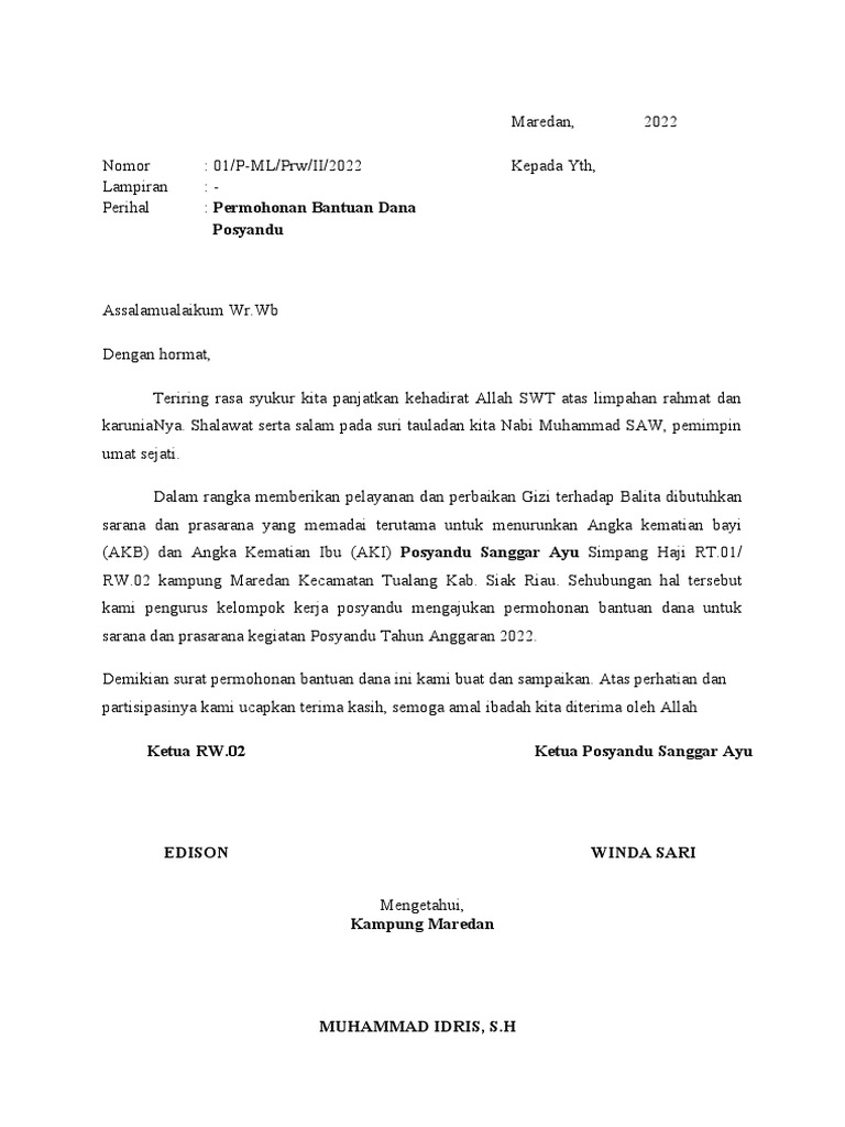 Proposal Posyandu Sanggar Ayu | PDF