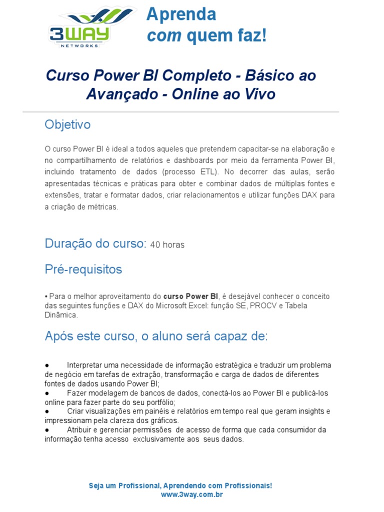 Curso Power BI Completo - Básico Ao Avançado - Online Ao Vivo | PDF ...