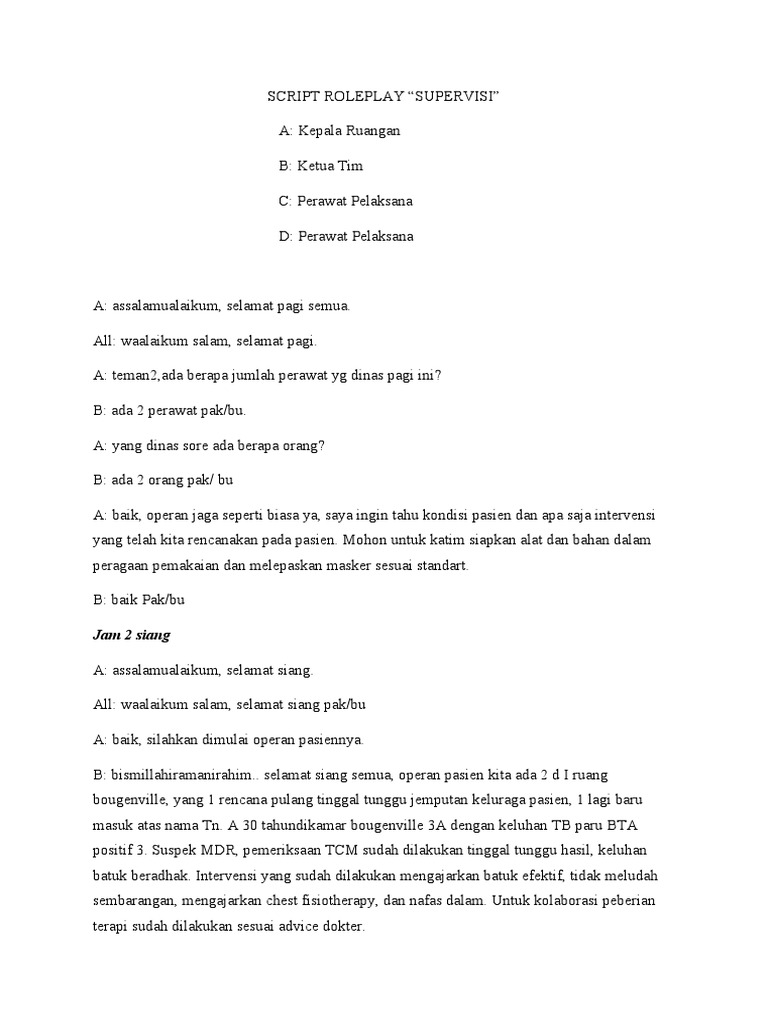 Script Roleplay Supervisi | PDF