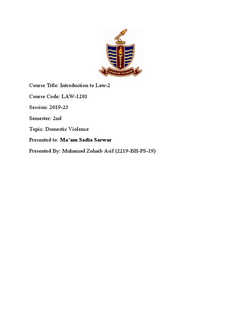 Introduction to Domestic Violence | PDF | Domestic Violence | Violence