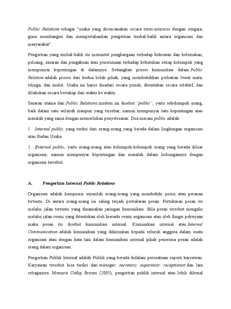 Hubungan Publik Internal dalam PR | PDF