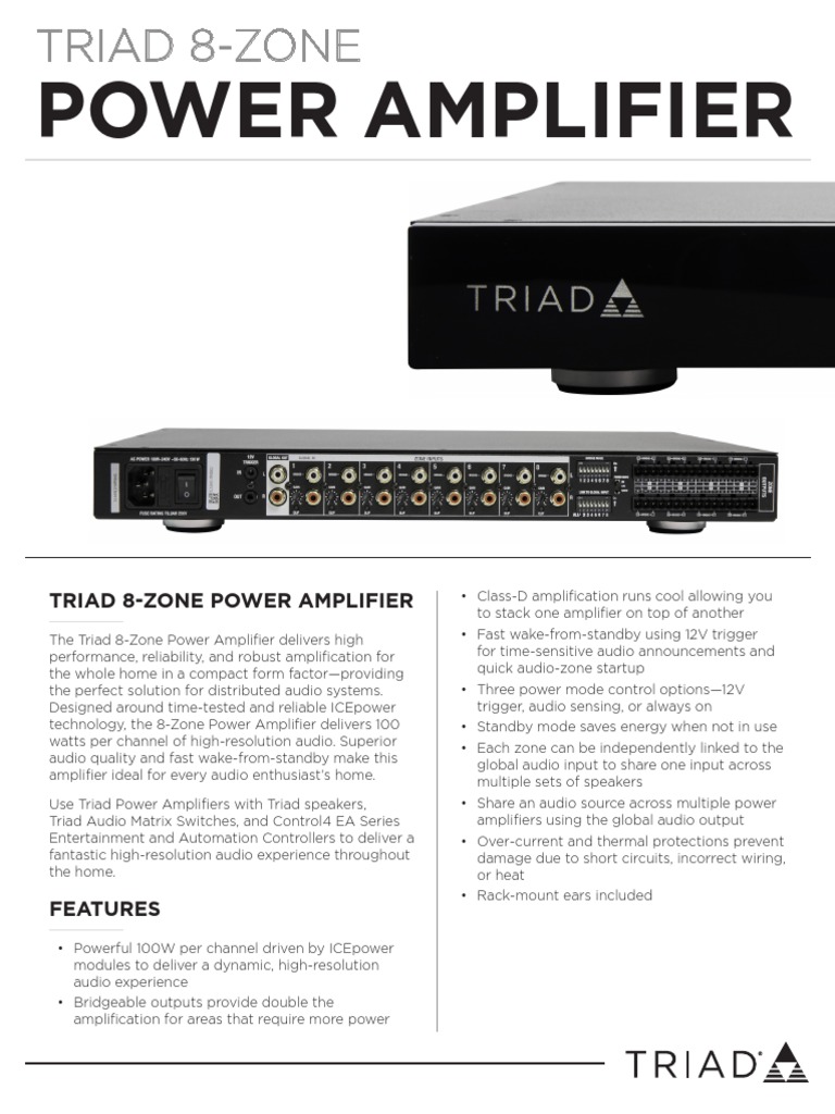Triad 8 Zone Power Amplifier | PDF | Amplifier | Sound Recording And ...