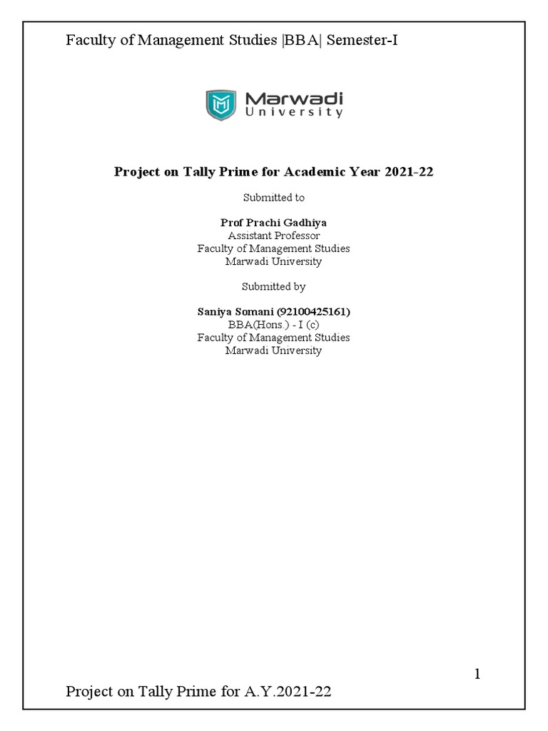 Project On Tally Prime | PDF | Debits And Credits | Banks