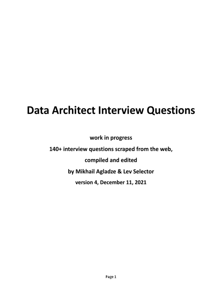 Data Architect Interview Questions | PDF | Data Warehouse | Apache Hadoop