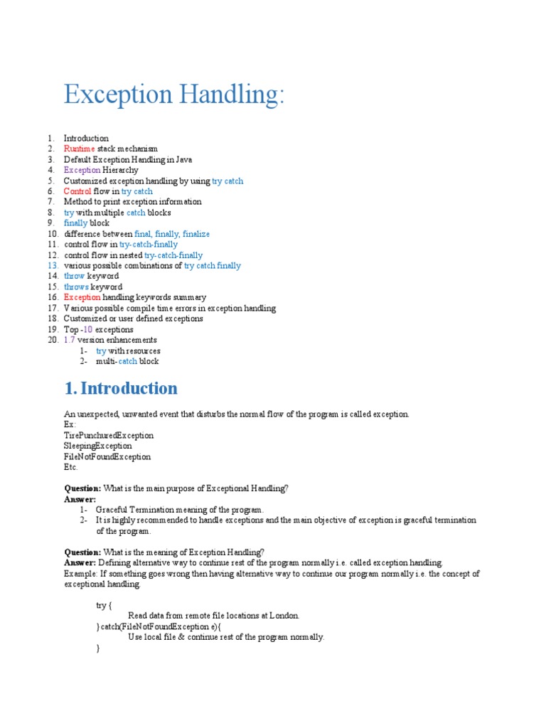 03 Exceptional Handling Pdf Method Computer Programming Java