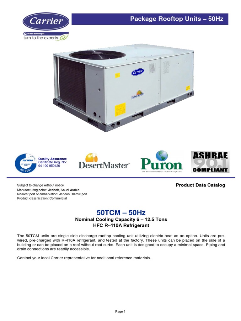 50TCM - 50Hz: Package Rooftop Units - 50Hz | PDF | Thermostat ...