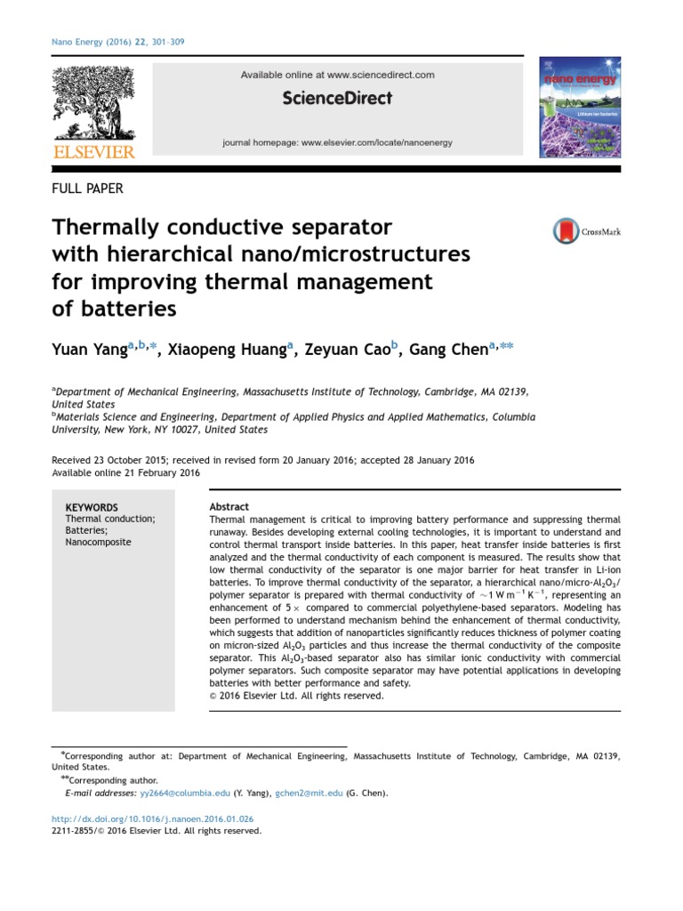 Thermally Conductive Separator With Hierarchical Nano/microstructures ...