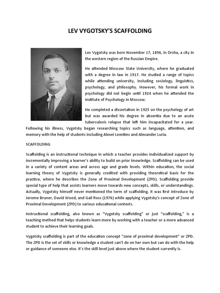 Lev Vygotsky'S Scaffolding | PDF | Learning | Change