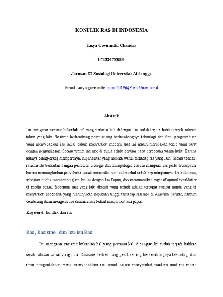 Konflik Ras Di Indonesia | PDF