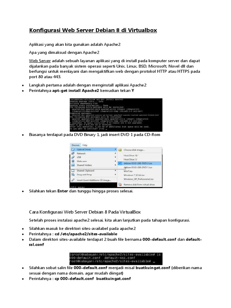 Konfigurasi Web Server Debian 8 Di Virtualbox | PDF