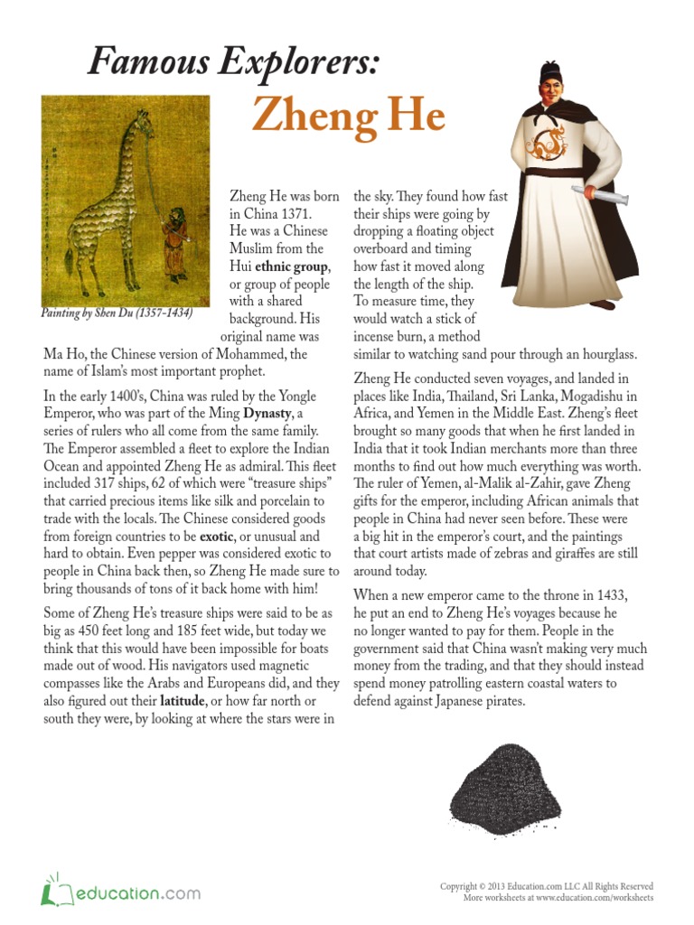 Zheng He Worksheet | PDF | China | World Politics