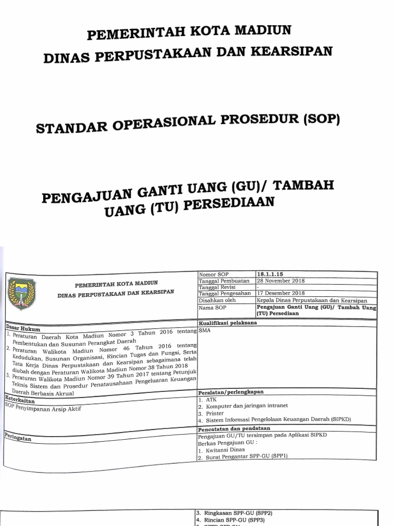 Sop Pengajuan Ganti Uang Tambah Uang Persediaan Pdf
