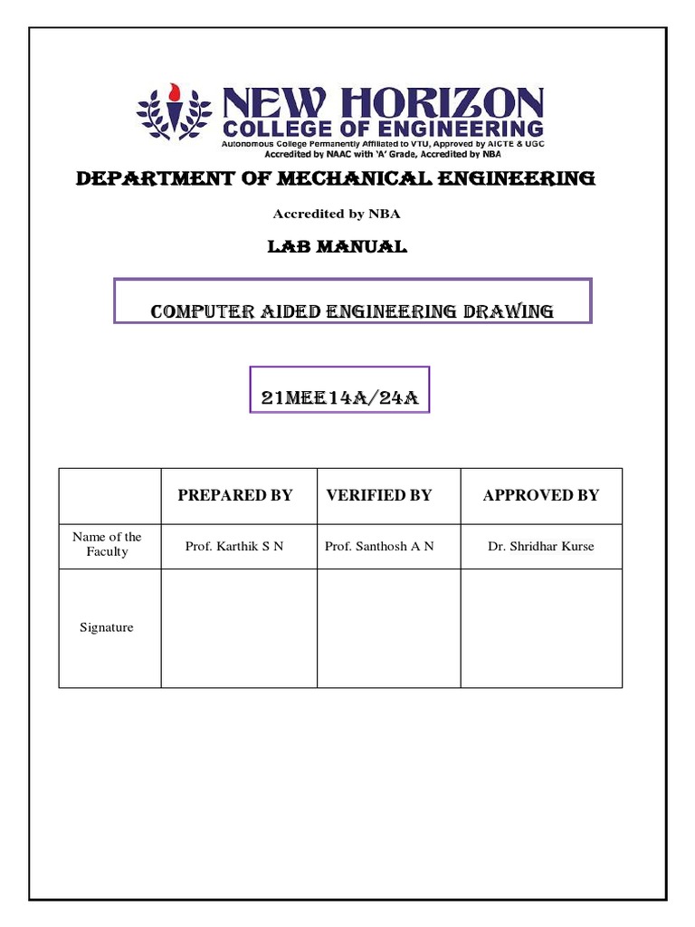 Caed Manual (21mee14a) | PDF | Engineering | Design
