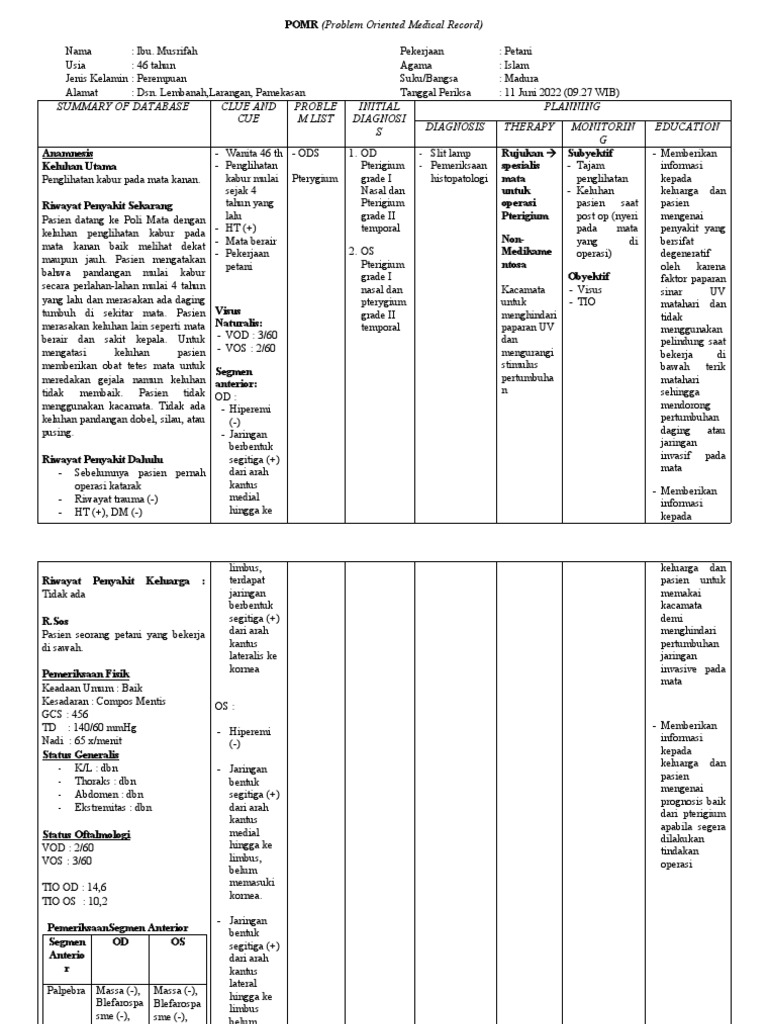 POMR - Pterigium - Dimas Fajar Anugrah | PDF