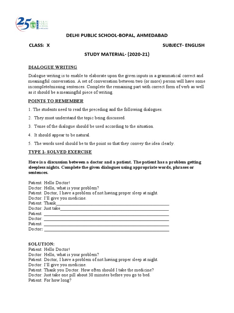 Dialogue Writing - Study Notes | PDF | Verb | Cognitive Science