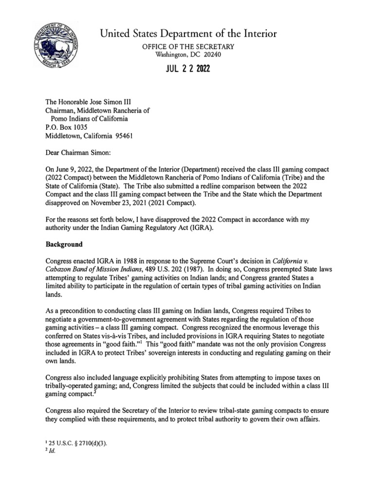 508 Compliant 2022.07.22 Middletown Rancheria Disapproval Letter Tribe ...