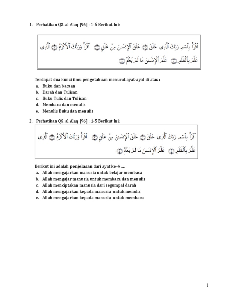 Kunci Ilmu dalam QS. Al Alaq dan Al Baqarah | PDF