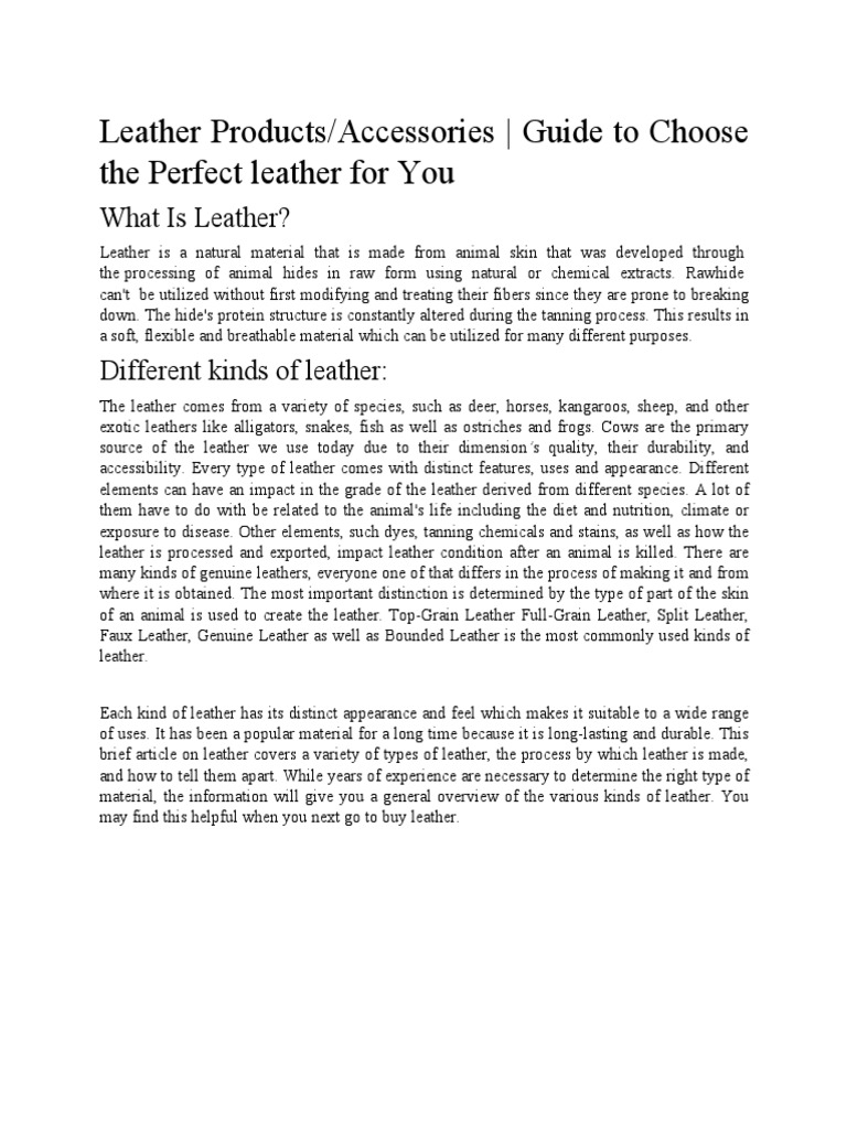 Choosing the Perfect Leather Guide | PDF | Leather