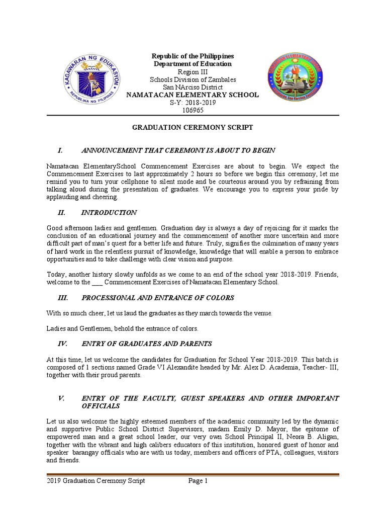 Official Master of Ceremony Script | PDF